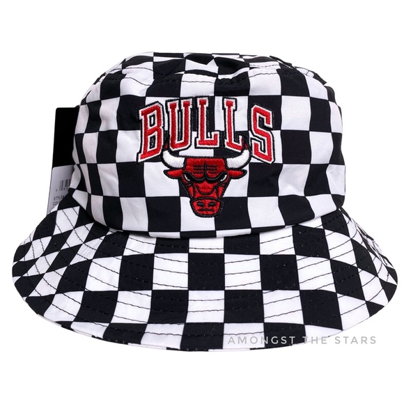 NBA | Accessories | Nba Chicago Bulls Black White Checkered Bucket Hat ...